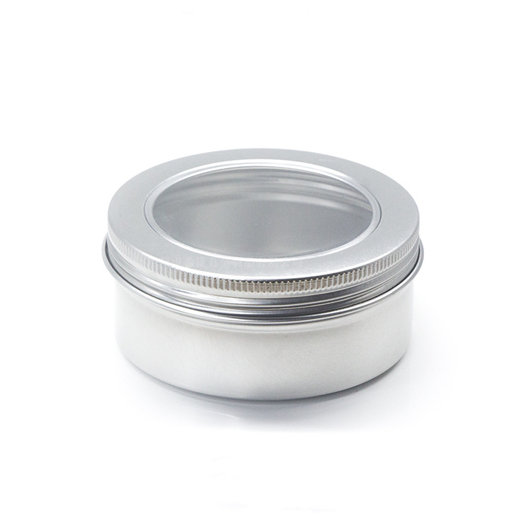 Round aluminum jar with clear window l